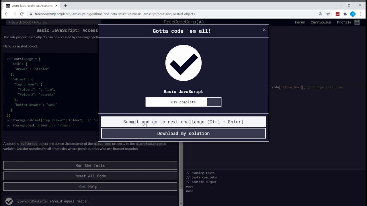 Basic Javascript (91/111) | Accessing Nested Objects | freeCodeCamp