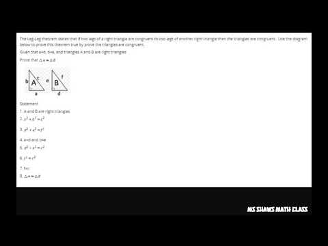 Prove the Leg Leg Theorem for Right Triangles