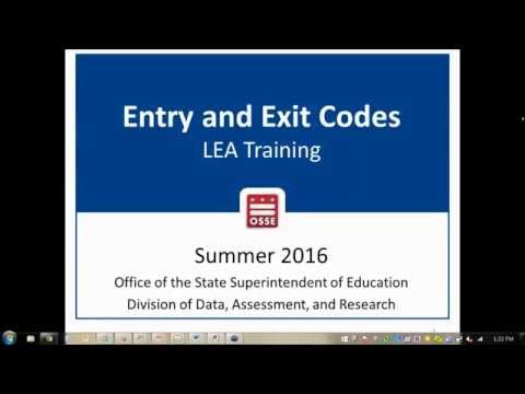 2016 Entry and Exit Codes Training