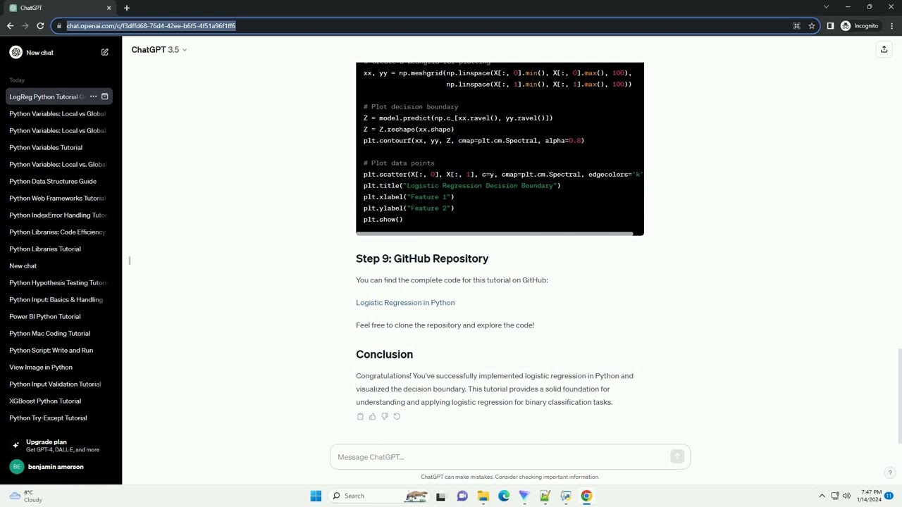 logistic regression code in python github