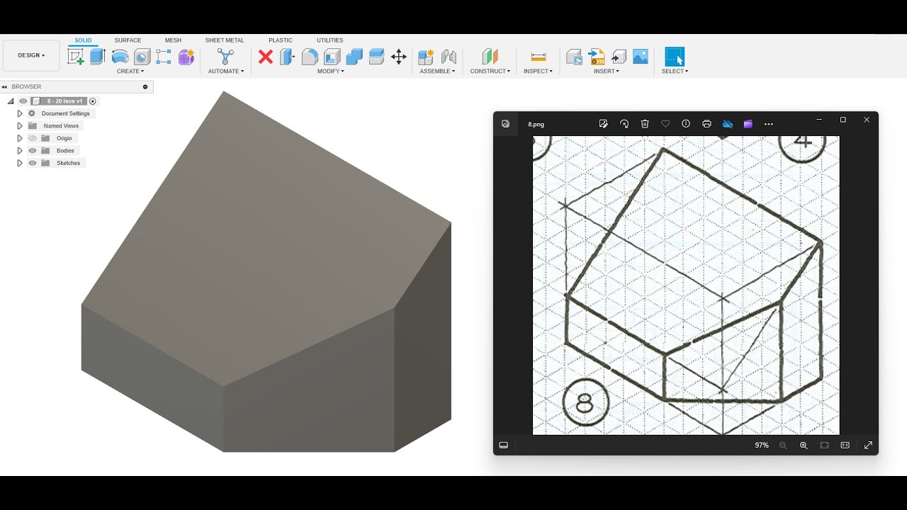 Autodesk Fusion Tutorial - 3D Modeling - 20 Isos Project - Solid Model #8