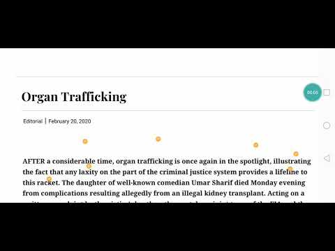 Dawn Editorial with urdu Explanation, Organ Trafficking 20th Feb