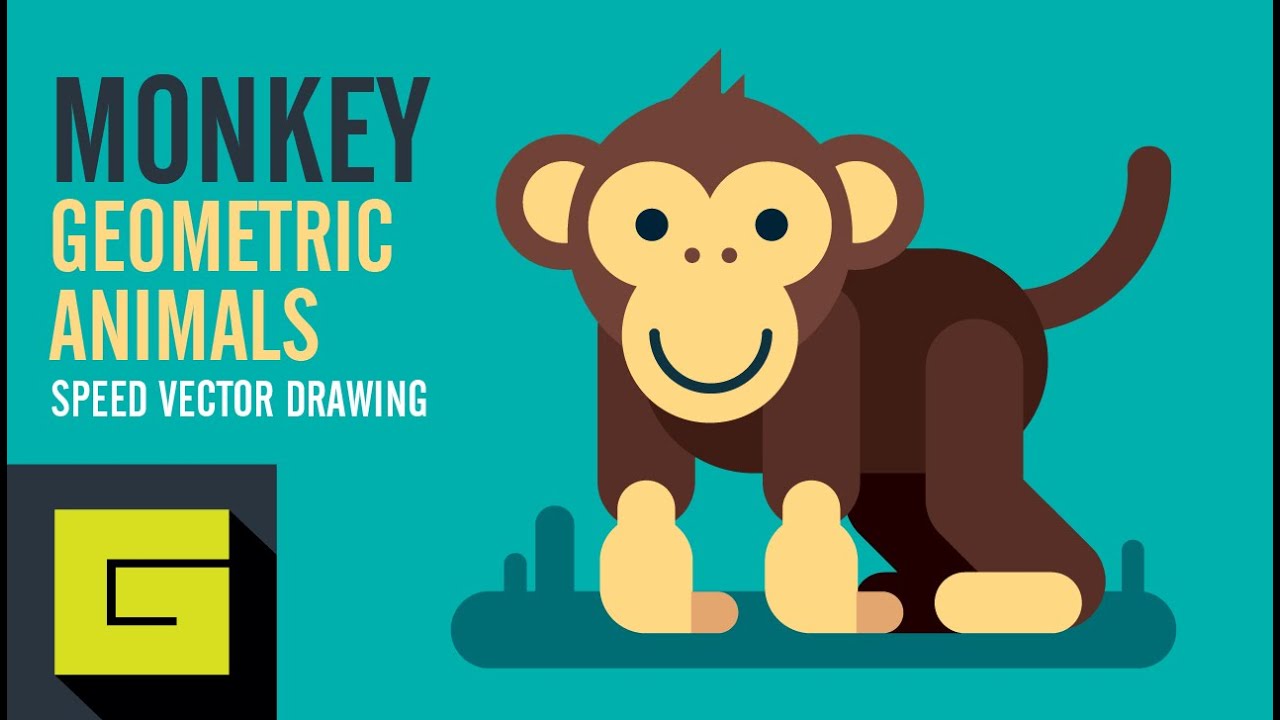 Speed Drawing, How to draw Funny Monkey, Adobe Illustrator