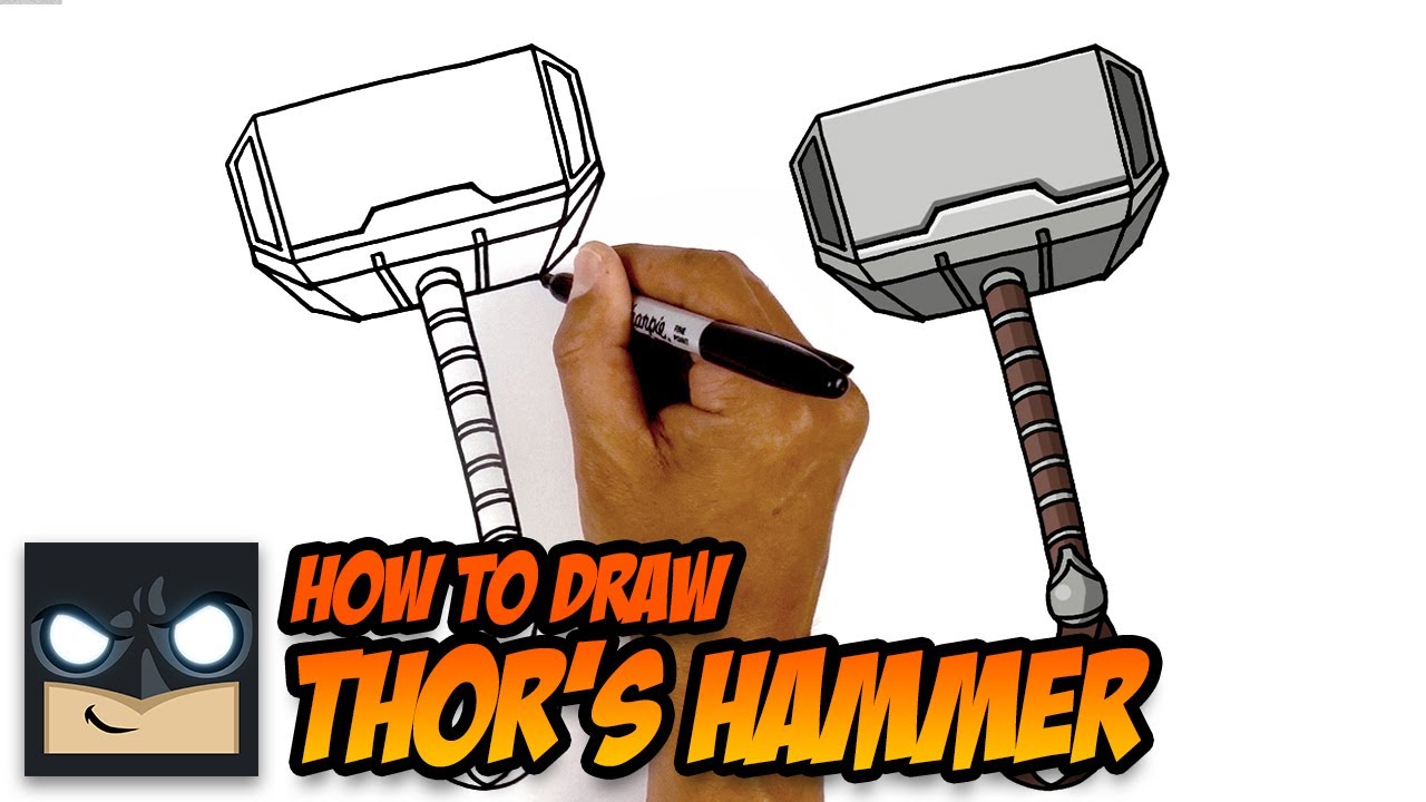 HOW TO DRAW THOR’S HAMMER | MJOLNIR | STEP BY STEP