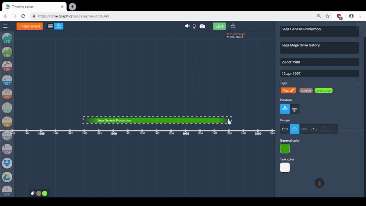 Adding time periods. Videobook – timeline maker tutorial.