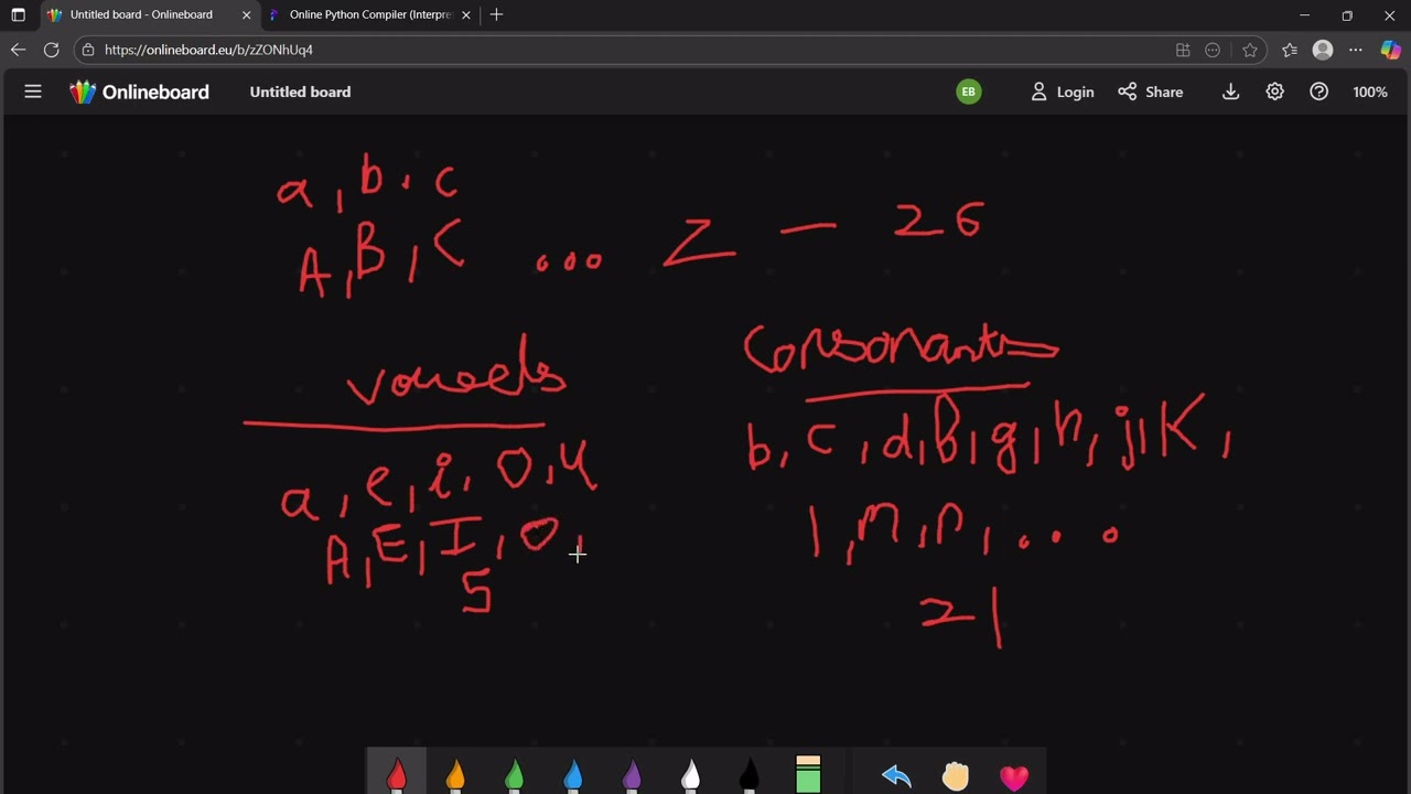 Python program for Vowels and Consonants count in a string