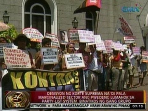 24Oras: Desisyon na 'di na lang marginalized sector ang pwedeng lumahok sa party-list, binatikos