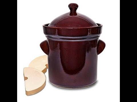 tsm products polish fermenting crock with stone weights 5 l burnt sienna