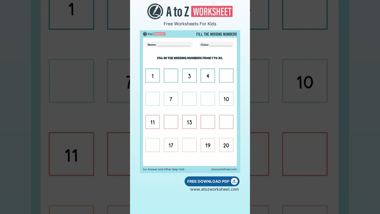 Fill Missing Numbers Worksheet for Kids – Fun Learning with Free PDF