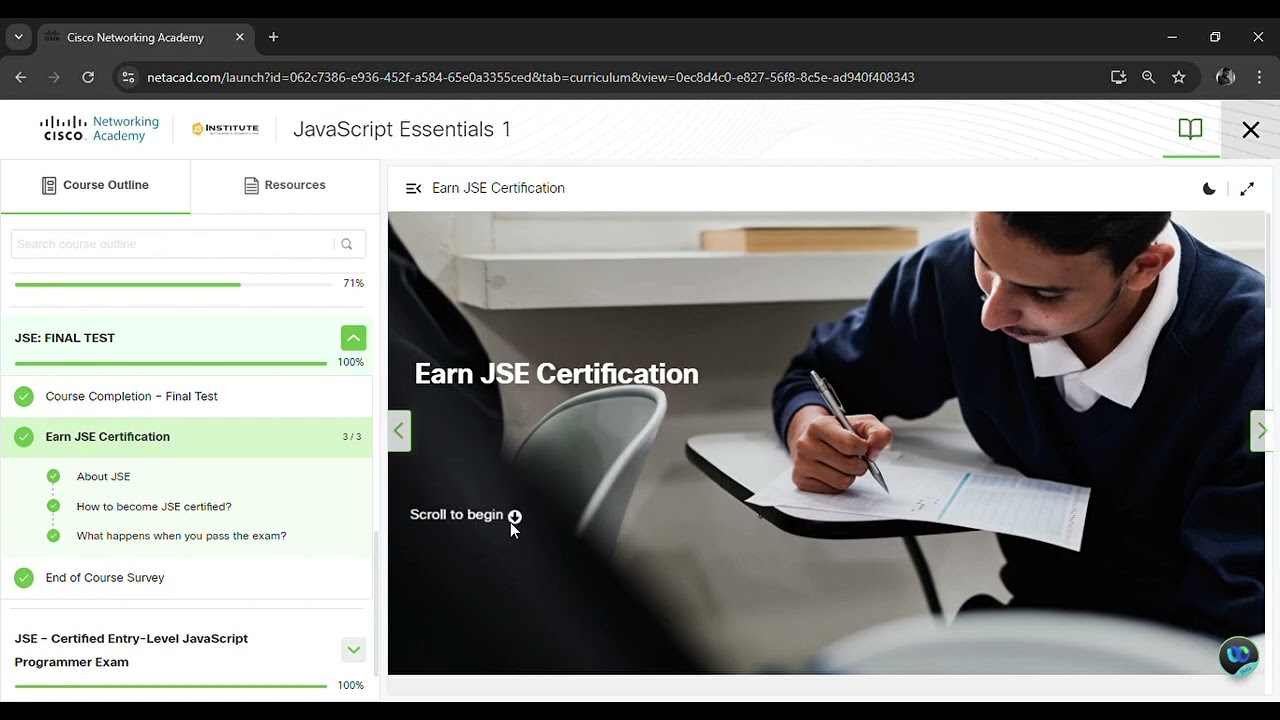 Javascript essentials 1 - Certification (step by step process)