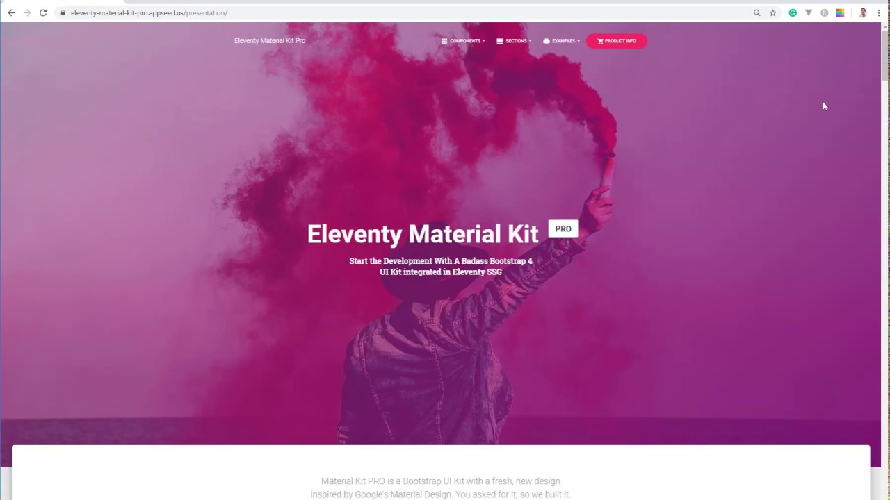 Eleventy Material Kit Pro - Available UI Sections | AppSeed