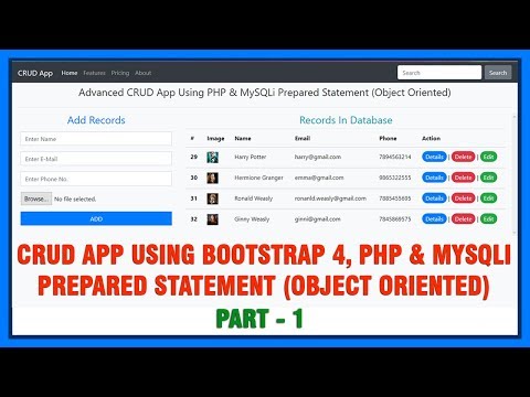 Learn 01 Advanced CRUD App Using Bootstrap 4 PHP MySQLi Prepared Statement In Object Oriented ...