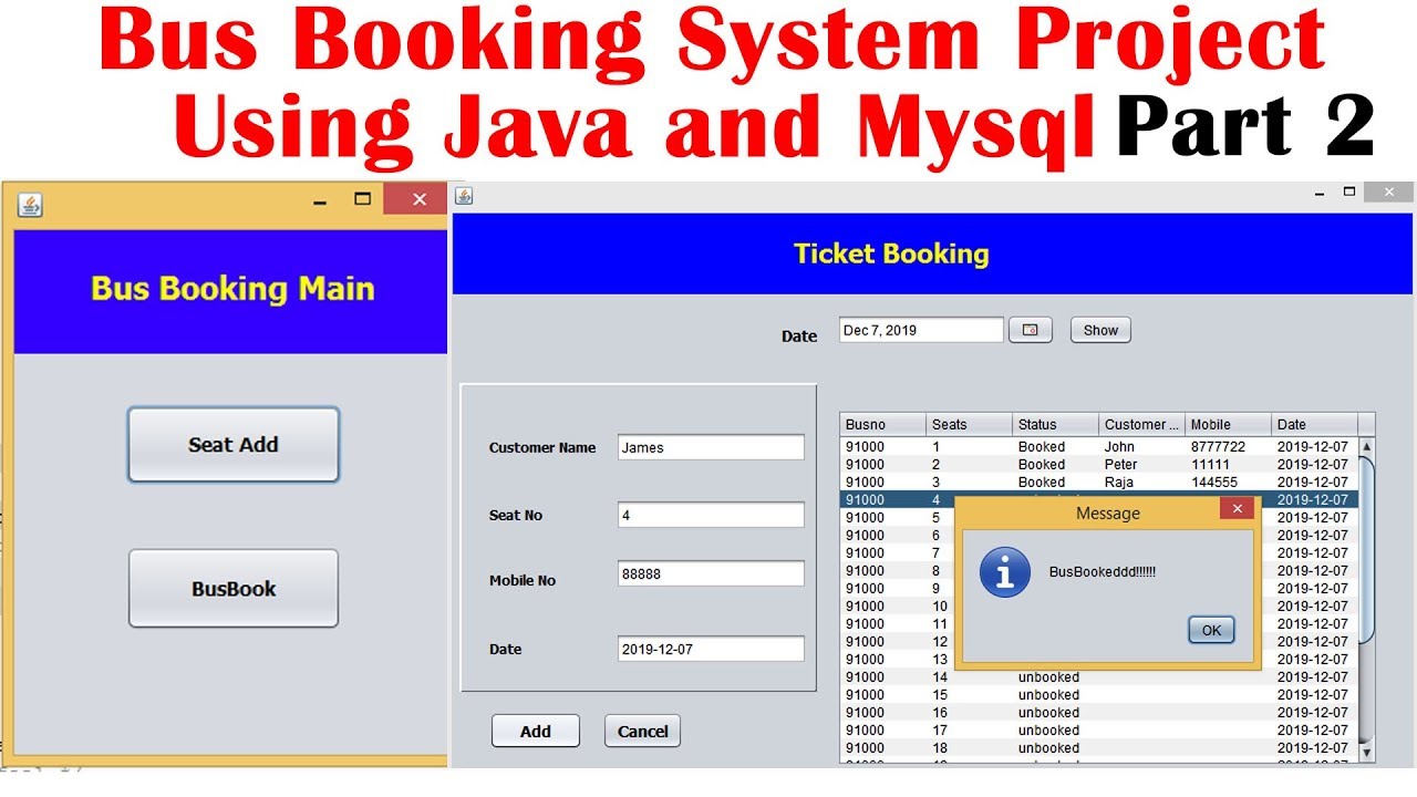Bus Booking System Project Using Java and Mysql Part 2