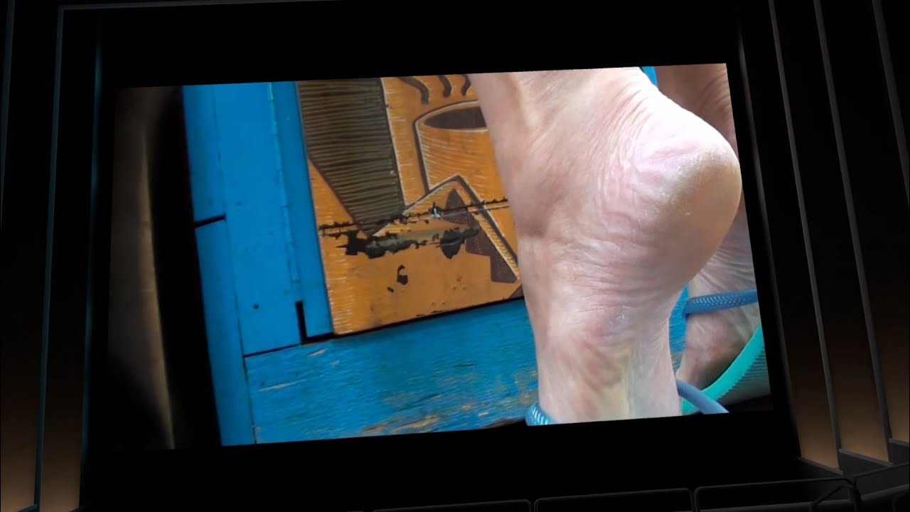 Candid Feet In Turquoise Flip Flops Reaching For Coffee Beans 