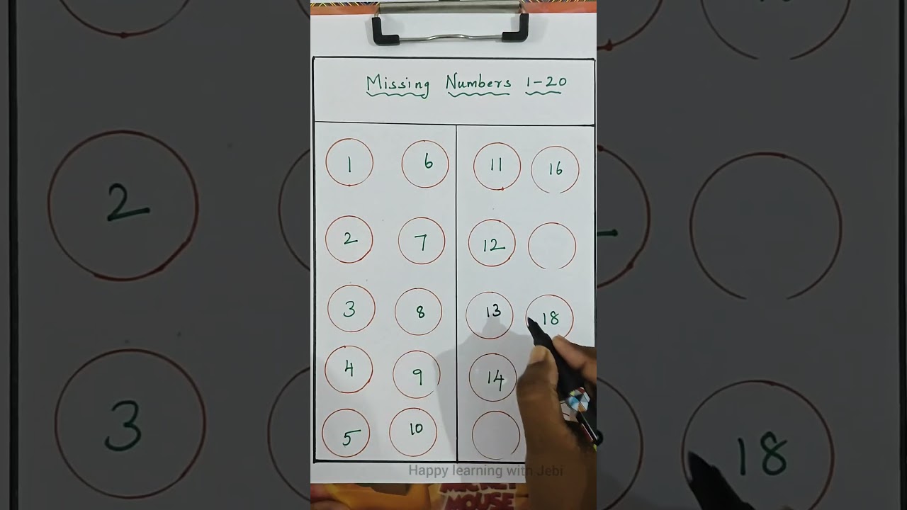Write Missing numbers 1- 20|Maths Worksheet #worksheet#17 #shorts#HappylearningwithJebi