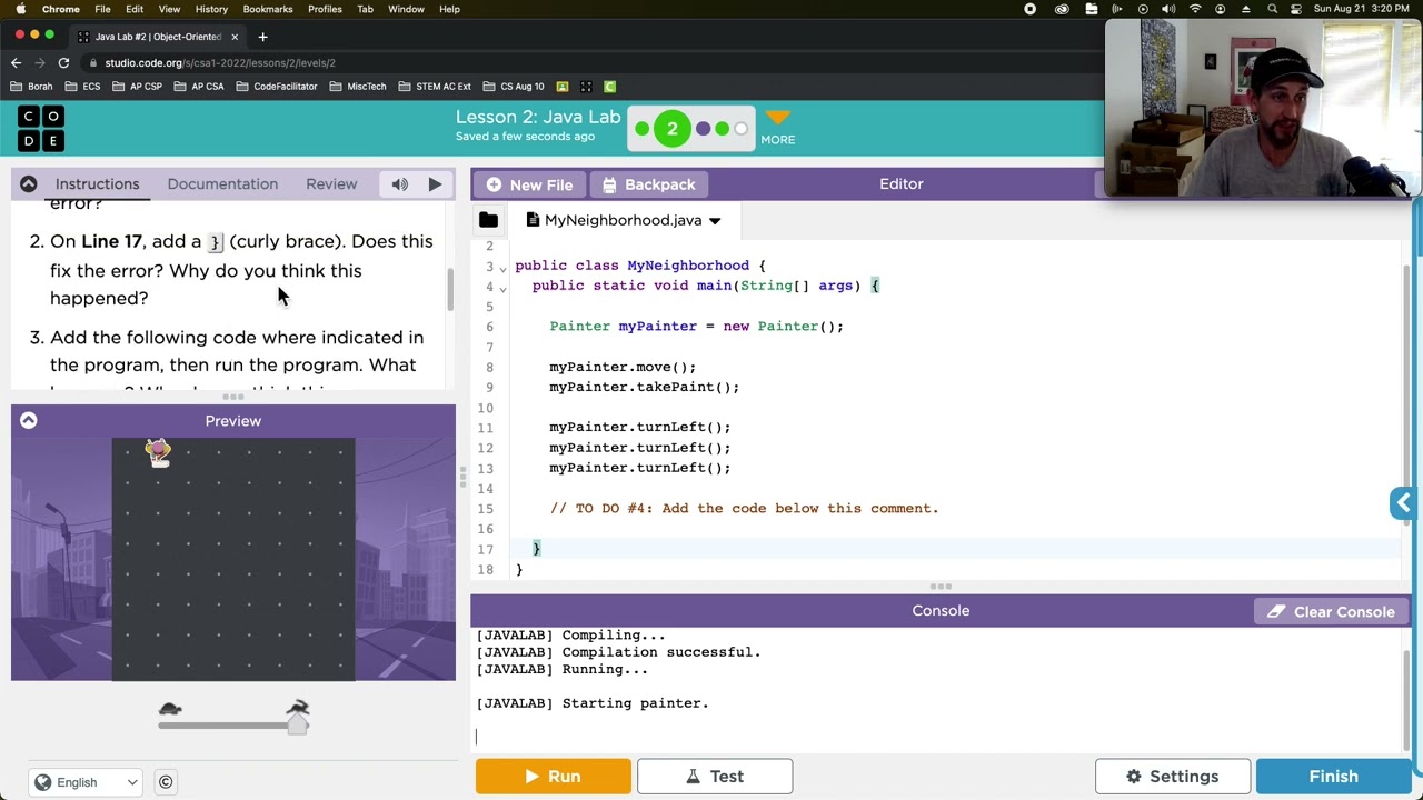 Code.org AP CSA U1L2 Java Lab