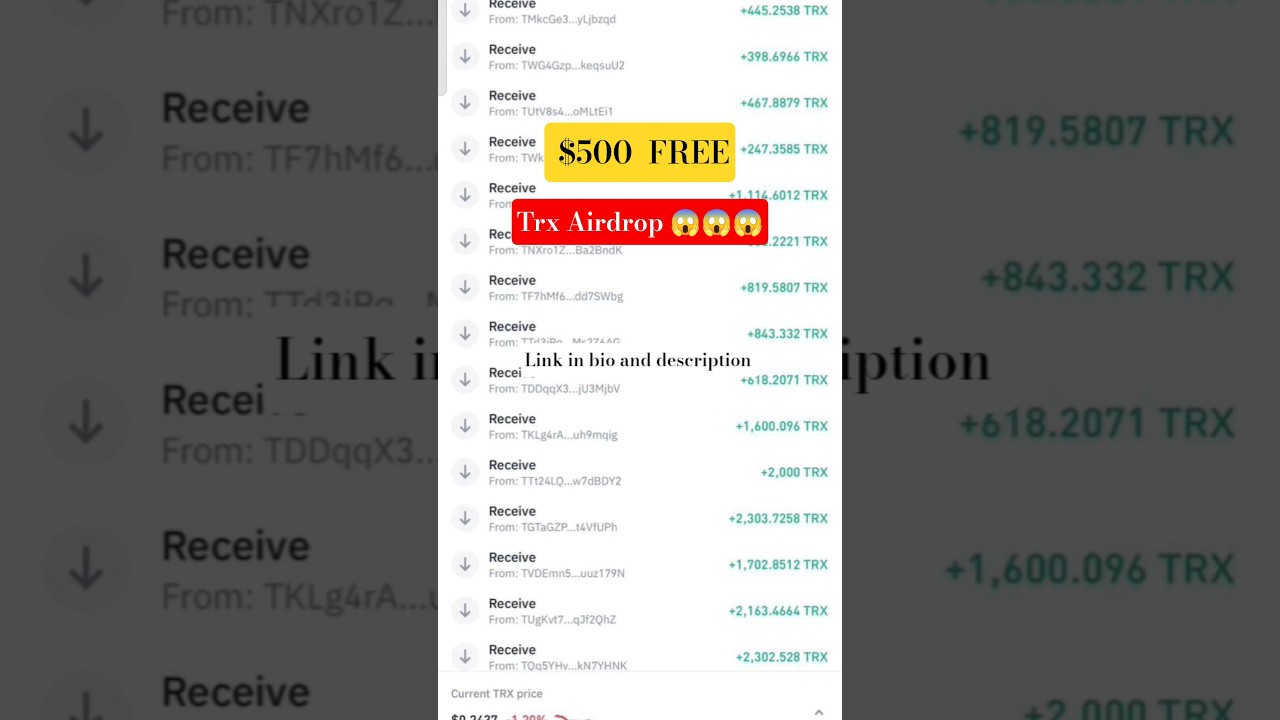 Free Airdrop😱😱| Tron(TRX) free Airdrop claim it now! #crypto #airdrops #free #trx #shorts