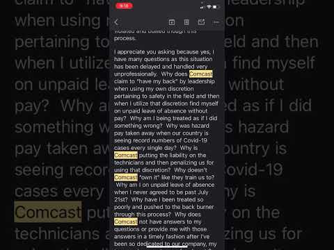 Title VII Civil Rights Lawsuit | Comcast/Xfinity | Email to SVP HR in Denver, Co. | 2020 Covid-19