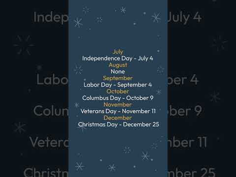 US Holiday list 2023! #shorts