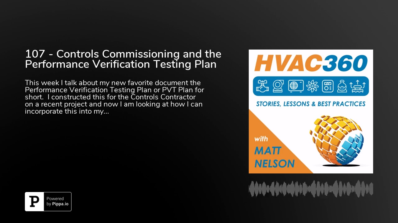 107 - Controls Commissioning and the Performance Verification Testing Plan