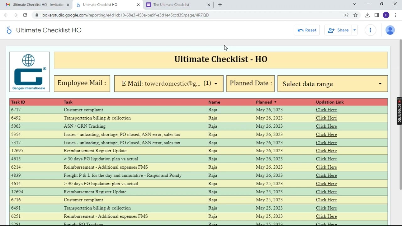 Ultimate Checklist Data Studio Configuration
