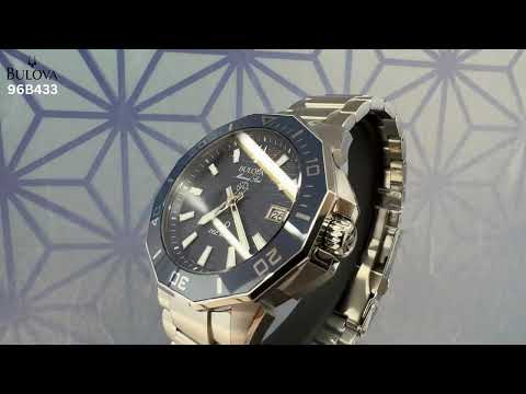 Bulova Marine Star Men's Blue Dial Stainless Steel Bracelet Watch | 96B433 | 360 Watch View