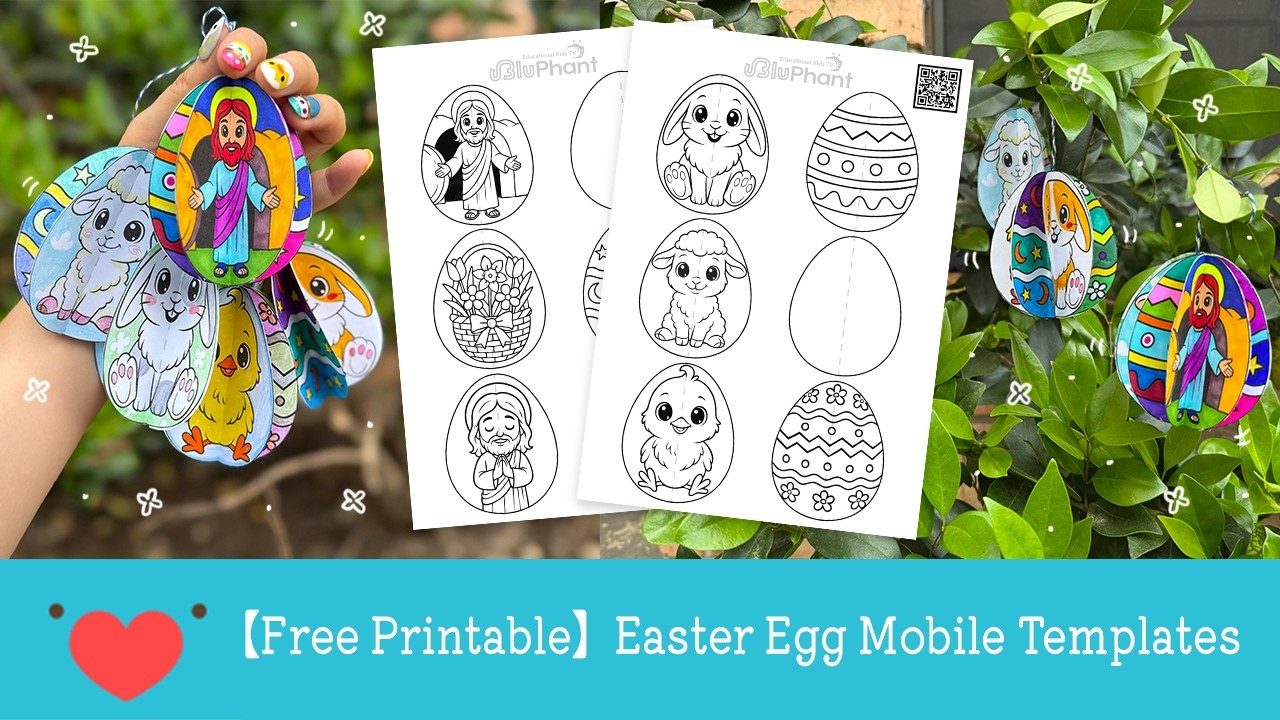 📥 Free Printable 3D Easter Egg Mobiles | Easter Learning Crafts for Kids 🐣✝️🌸