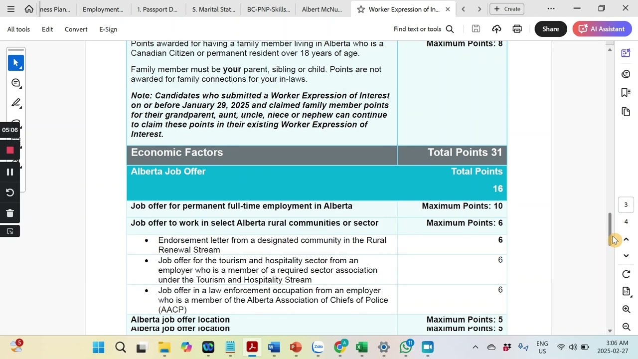 Uploading the Alberta EOI scoring and using it as a calculation source.