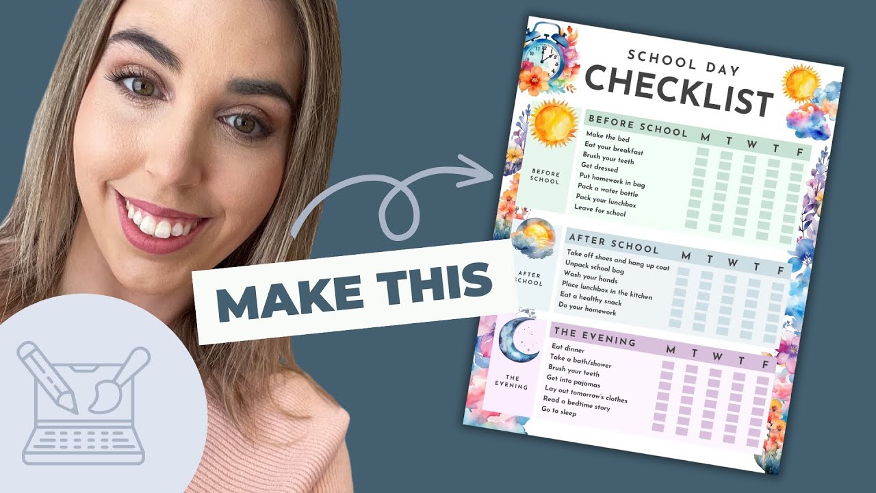 How to create digital products for Etsy ✨ Make a Kid's School Checklist with Me!
