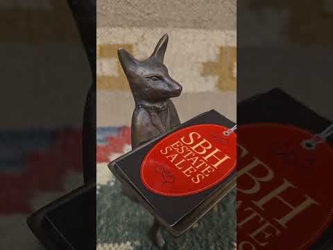 Vintage bronze fox "butler" business card holder, available in our online store this week.