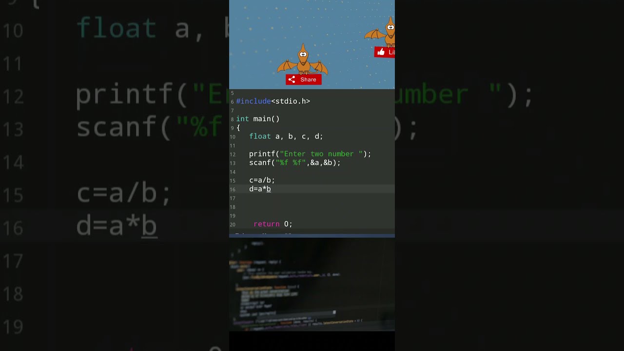 Multiplication And Division Of Two Number In C | C language | #shorts #programming #coding