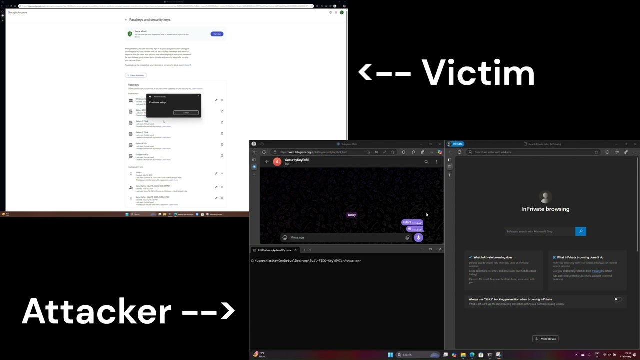 EVIL FIDO2 Attack POC - Keys exfiltrated by malformed security key