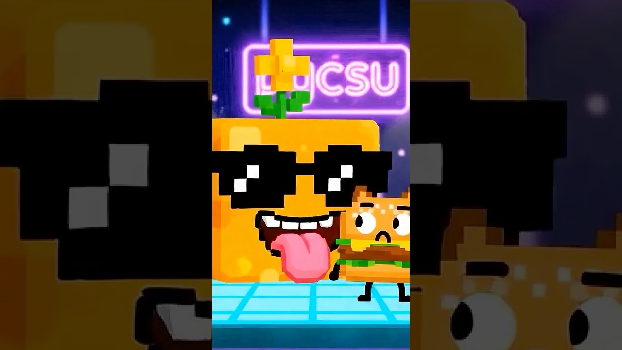 #Pycsu bites the weirdest snack ever… pixel burger-cat 🍔🐱