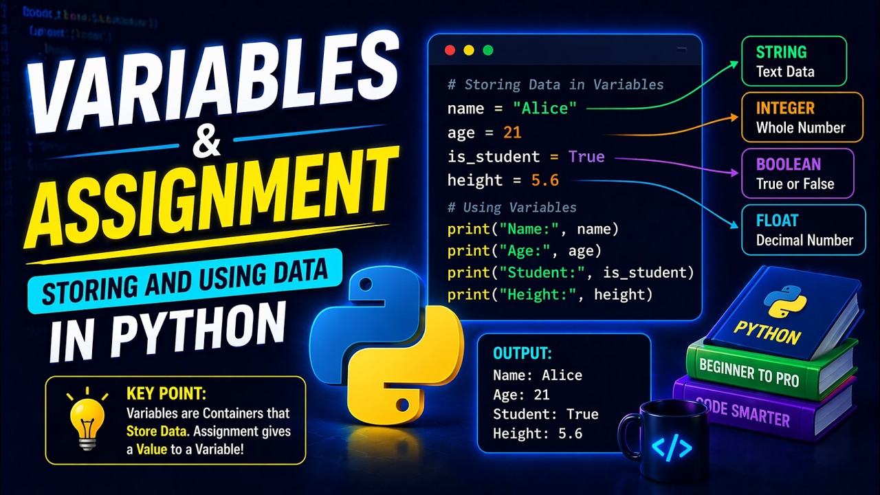 Python Variables Explained for Beginners | Python Tutorial (Store, Assign & Use Data)