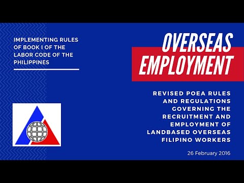 POEA RULES PARTS 6-10 | IRR of Book I of the Labor Code on Overseas Recruitment & Employment
