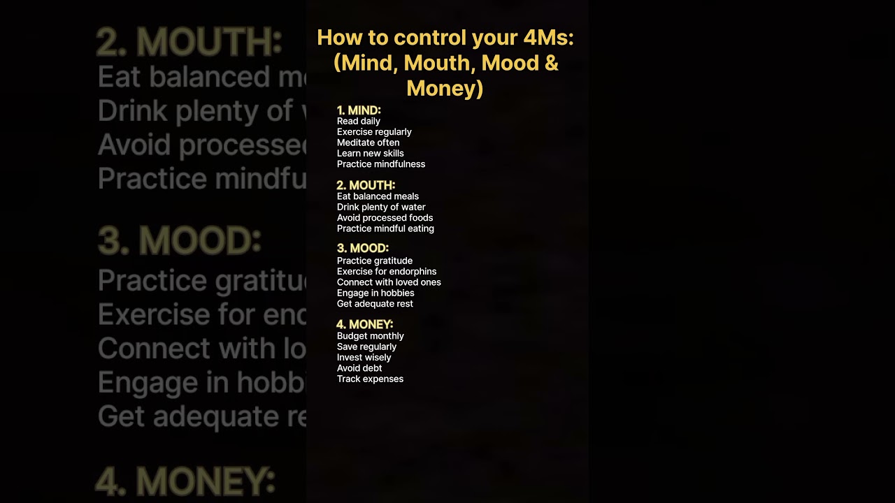 Control Your 4Ms: Mind, Mouth, Mood & Money | Secret to a Balanced Life
