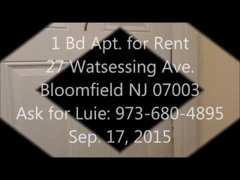 1 bd apt for rent 27 watsessing av Bloomfield NJ Apt 7