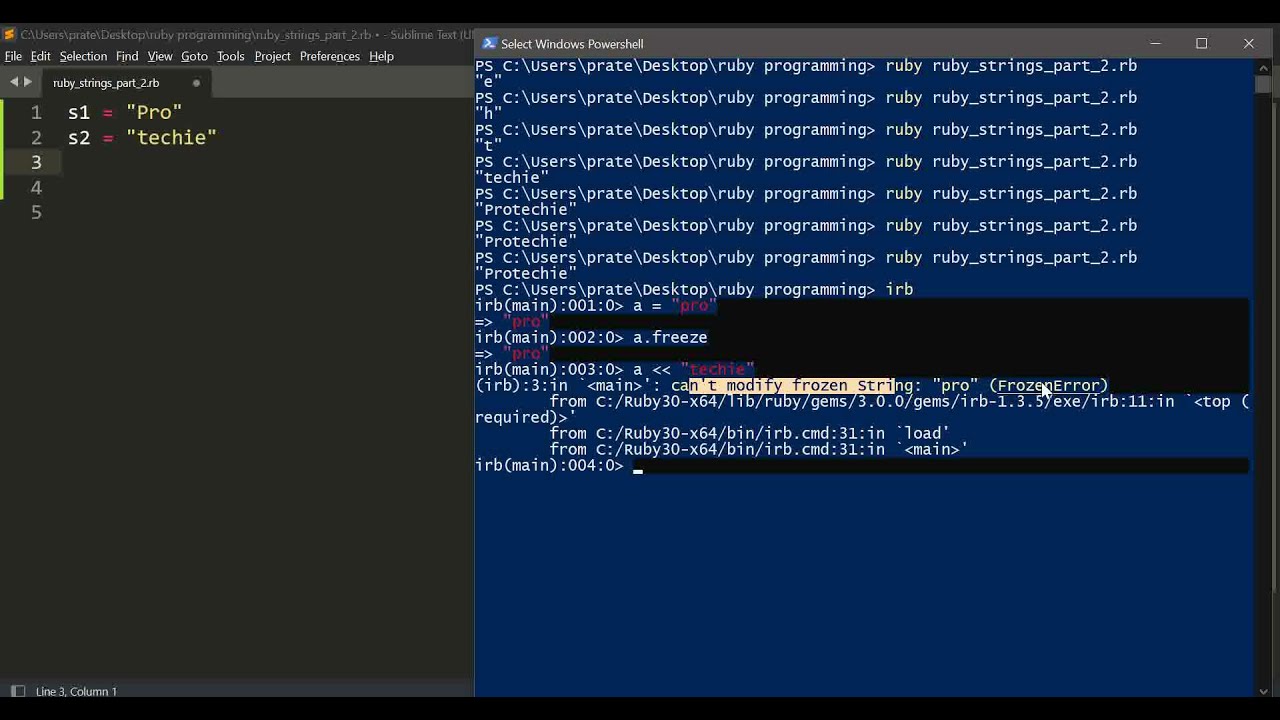 Ruby strings | string interpolation | string slicing | string concatenation | freeze strings in ruby