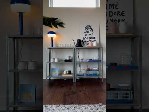 Styling a coffee bar setup with two IKEA Hyllis shelving units#ikea #home #coffeebar #shelves #ikea