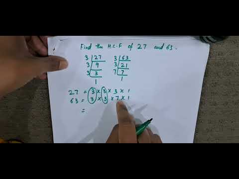 Find the H.C.F of 27 and 63