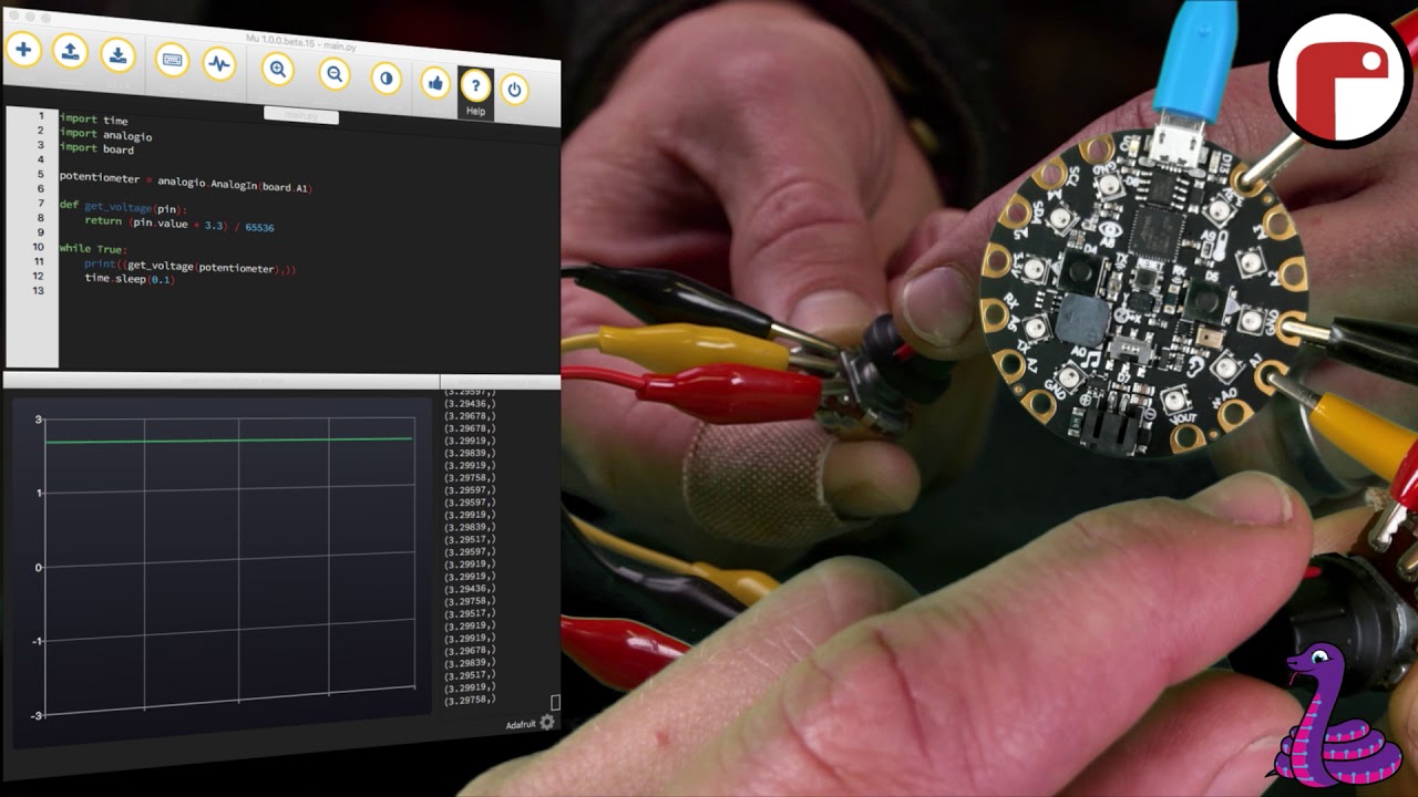Sensor Graphing with the plotter: Potentiometers #codewithmu @adafruit @johnedgarpark