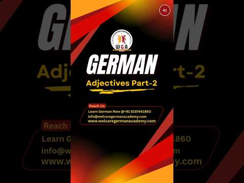 Master German Adjectives Easily | Learn with Welcare German Academy | A1 to C2 Levels learners video