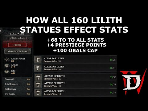 D4 | Stats For All 160 Lilith Statues [Diablo 4]