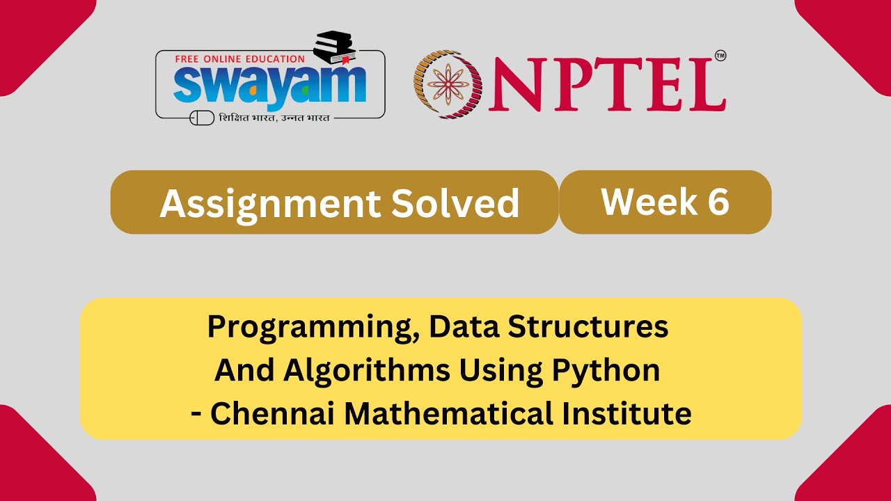 Programming, Data Structures And Algorithms Using Python Week 6 || NPTEL ANSWERS 2024 #nptel