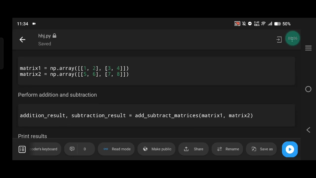 Python | Adding and Subtracting Matrices