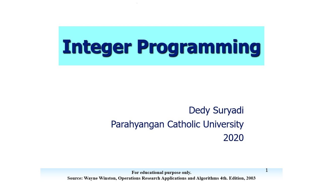 Integer Programming (9.2, Example 1-2)