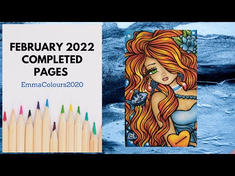 February 2022 finished colouring pages - Adult coloring
