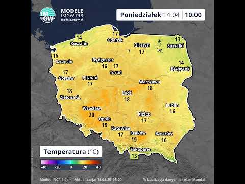 Poniedziałek #prognoza opadu na 8 godzin 14.04.2025 #shortvideos #imgw #pogoda #news