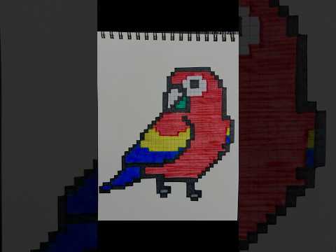 Pixel Parrot Art 🦜 | Easy & Colorful Grid Drawing for Beginners