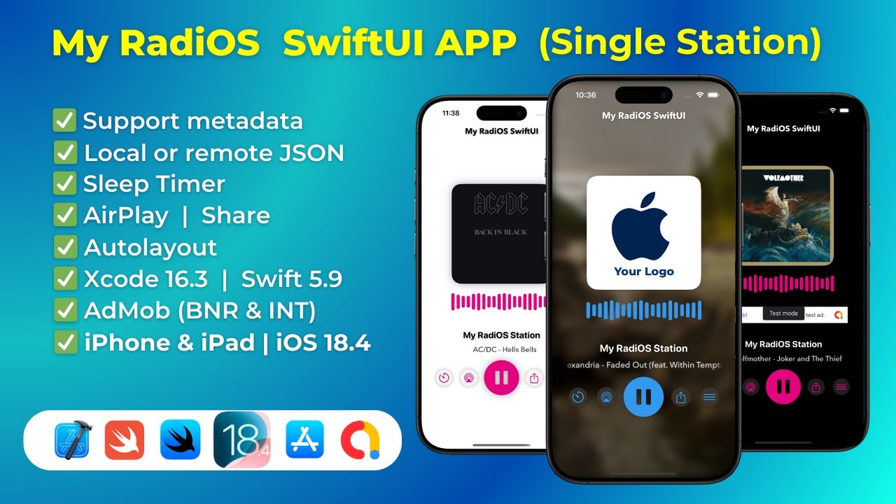 My RadiOS SwiftUI APP Radio iOS 18, Swift Radio, iOS App Template (Single Station)